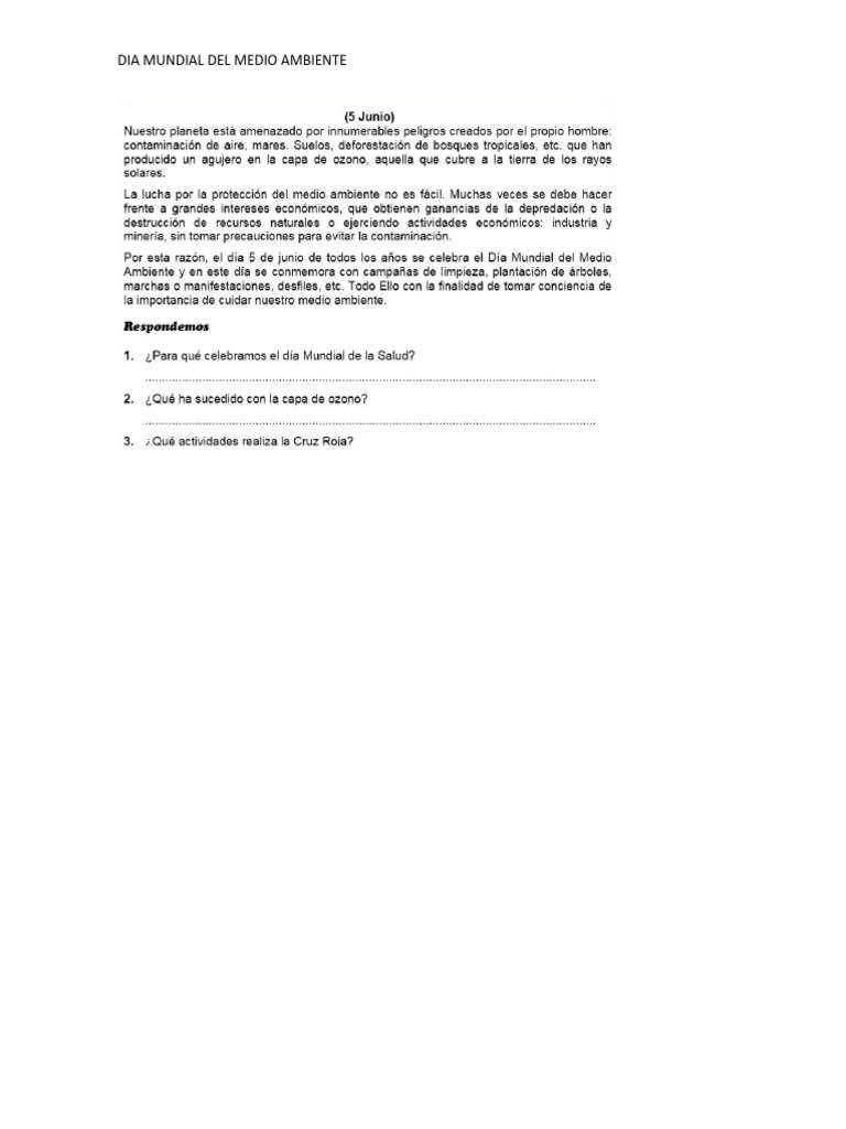 Dia Mundial Del Medio Ambiente | PDF