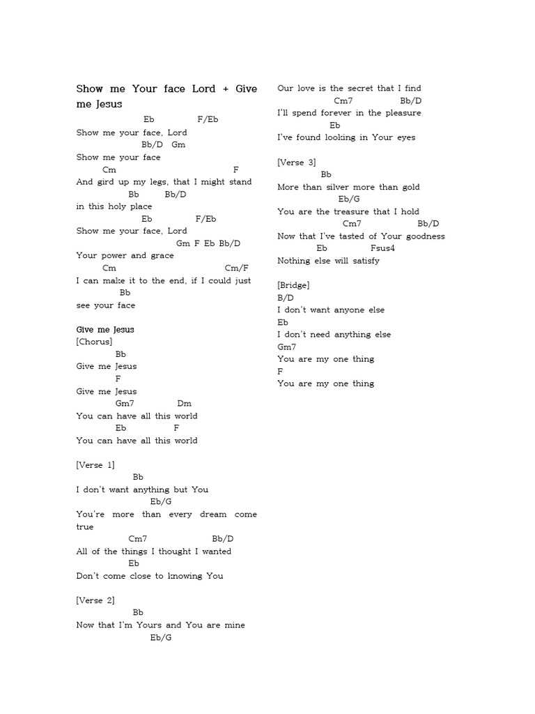 Show Me Your Face Lord + Give Me Jesus | PDF