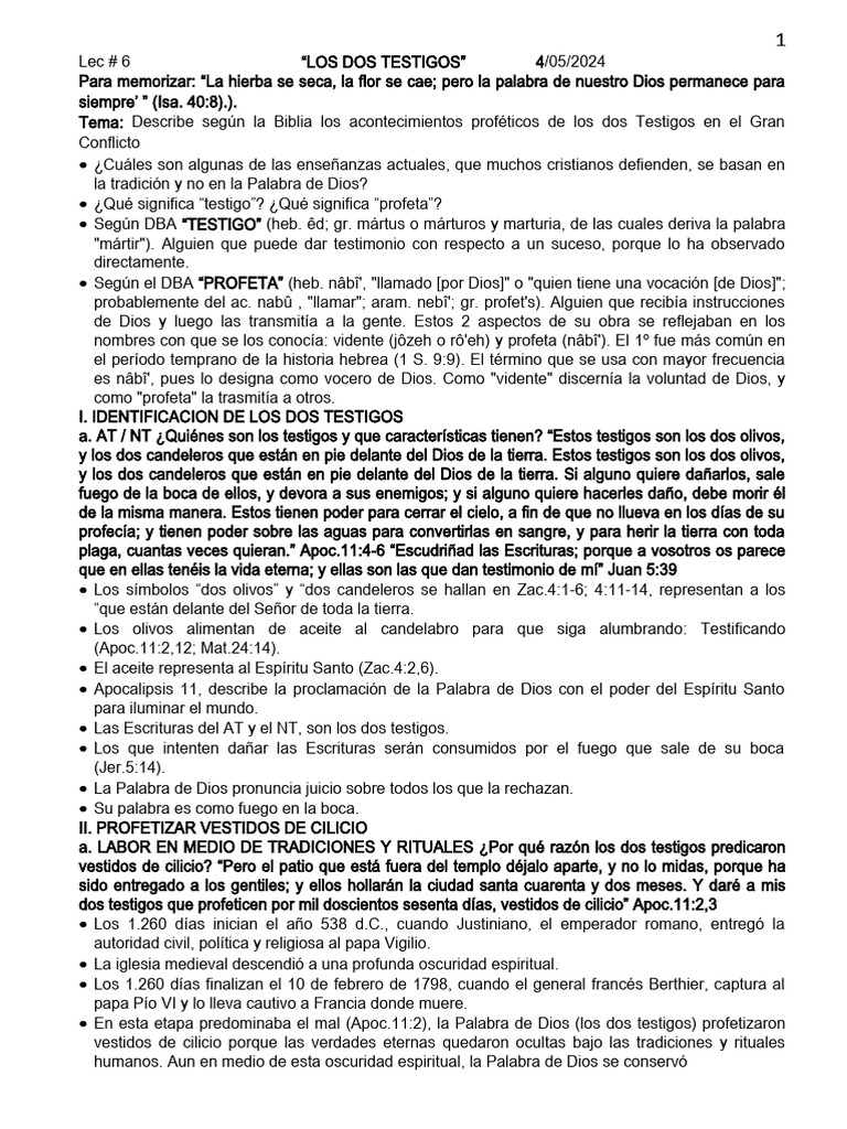 6 Los Dos Testigos | PDF | Biblia | Profeta