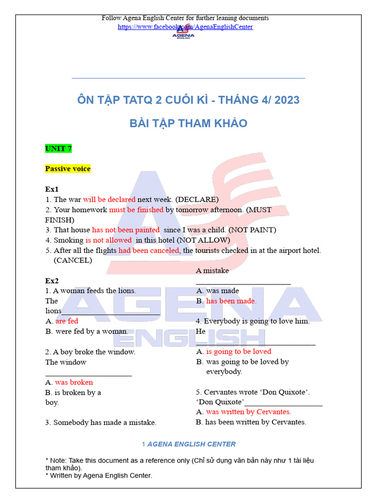 Đáp Án BT Grammar Tatq 2 | PDF