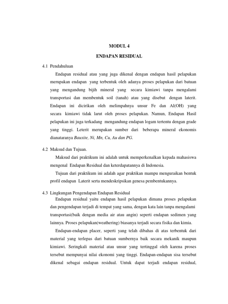 Endapan Residual: Profil dan Genesa | PDF