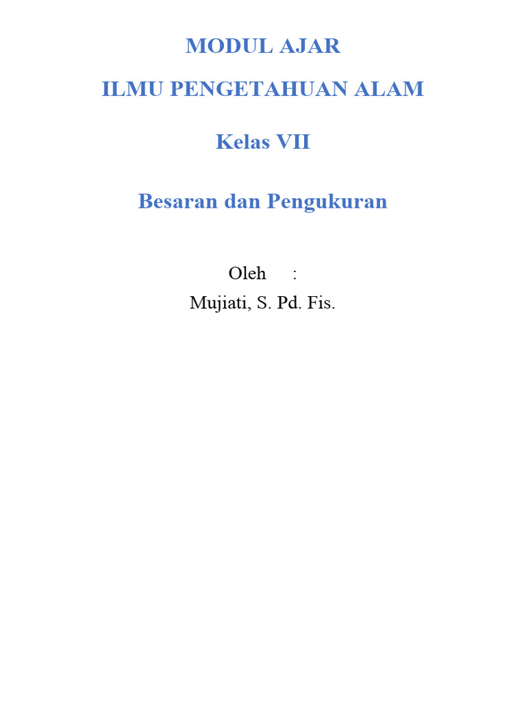 Pengukuran Besaran dalam IPA Kelas VII | PDF