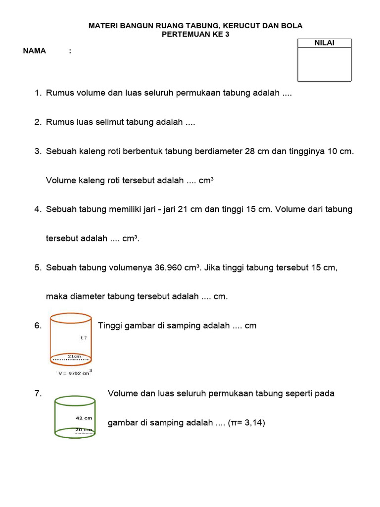 Materi Bangun Ruang: Tabung dan Kerucut | PDF | Metode & Bahan Ajar | Seni