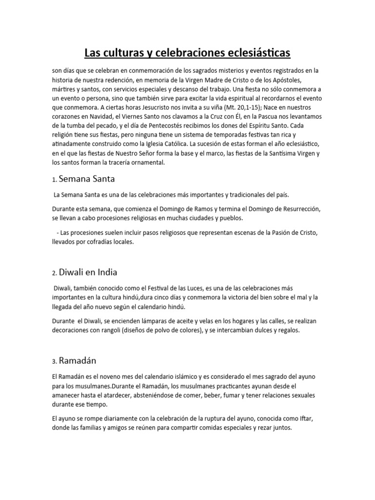 Culturas y Celebraciones Eclesiásticas | PDF | Pascua de Resurrección