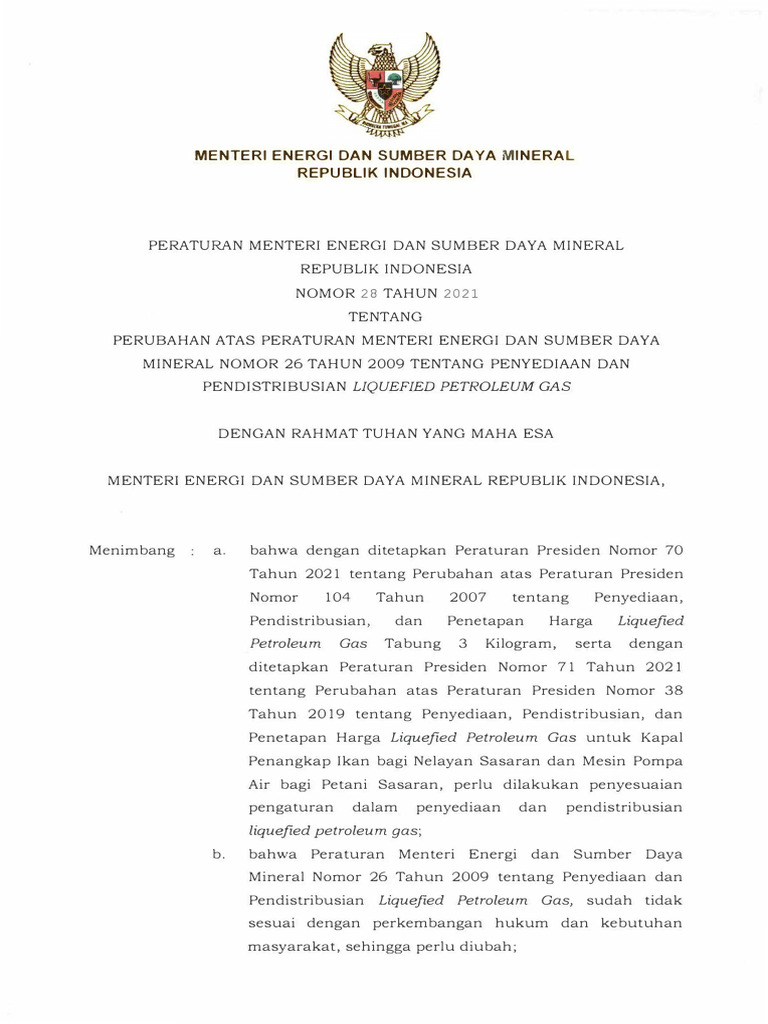 Permen Esdm No. 28 Tahun 2021 | PDF