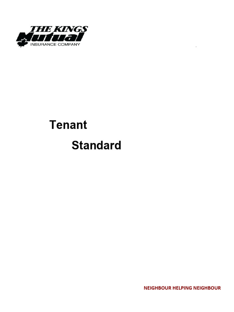 Tenants Standard | PDF | Liability Insurance | Insurance