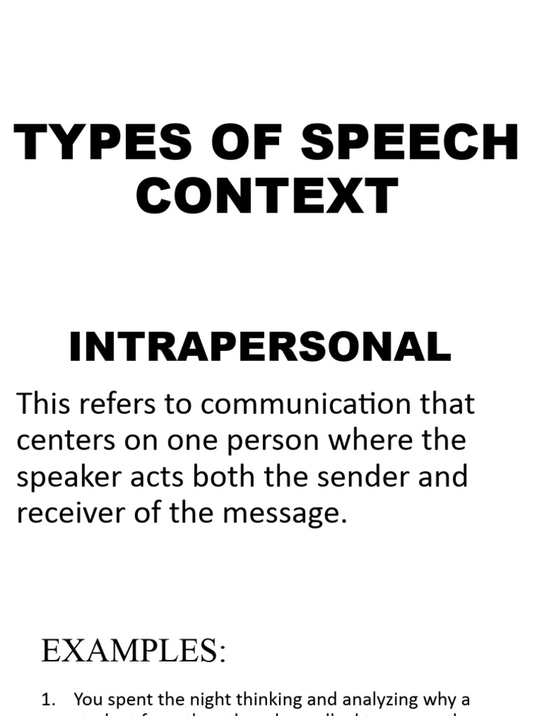 Types of Speech Context | PDF | Communication | Human Communication
