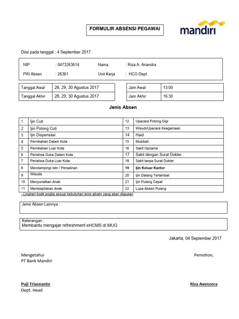 3 Form Absensi | PDF