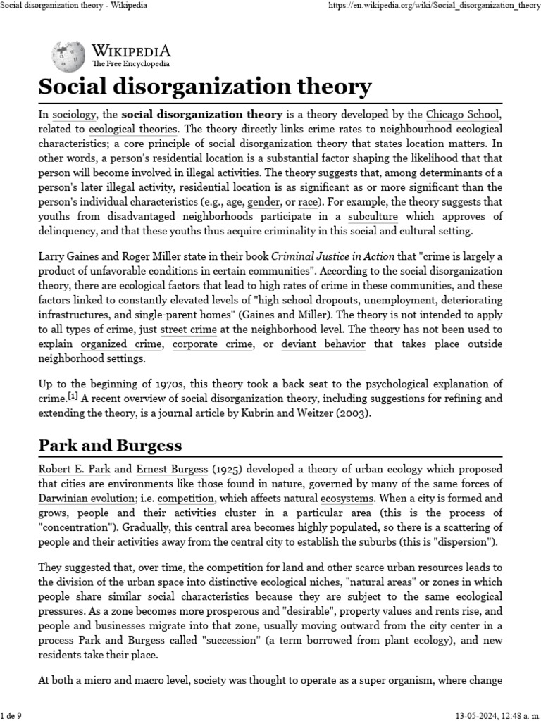 Social Disorganization Theory Explained | PDF | Criminology | Social ...