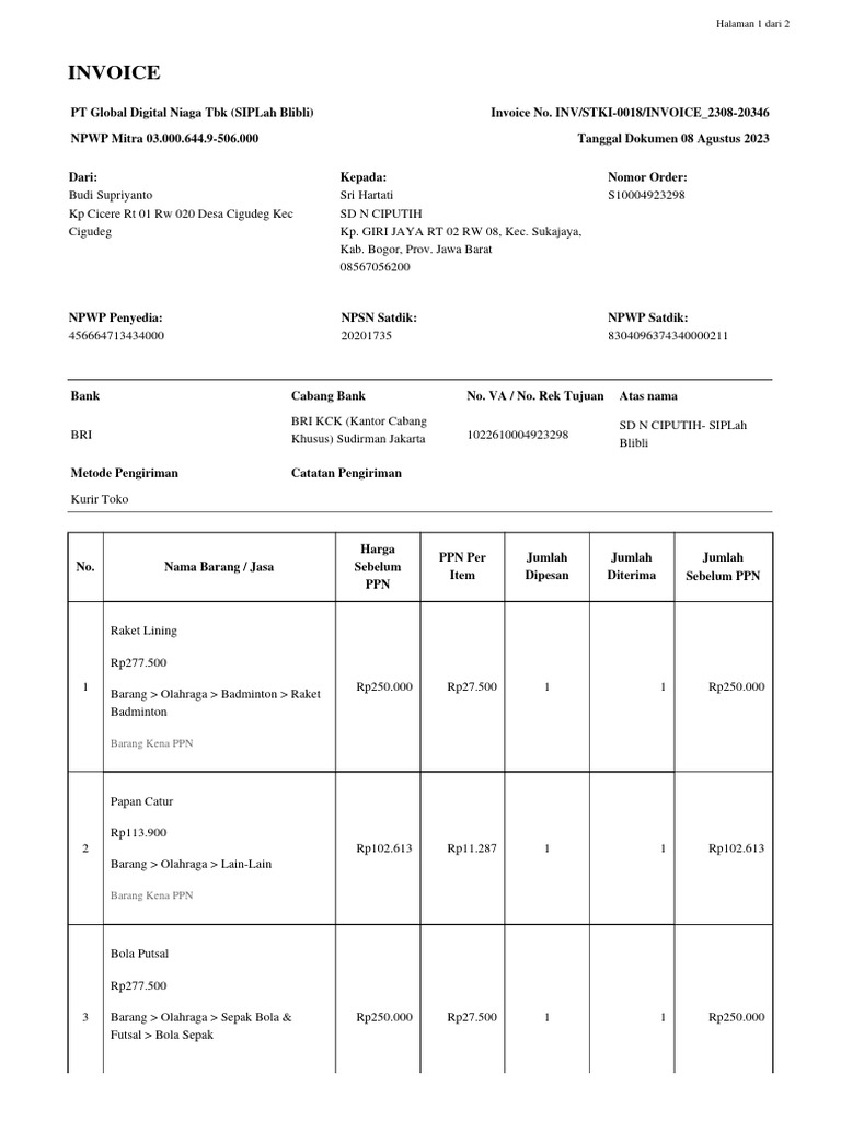Payment Invoice S10004923298 | PDF