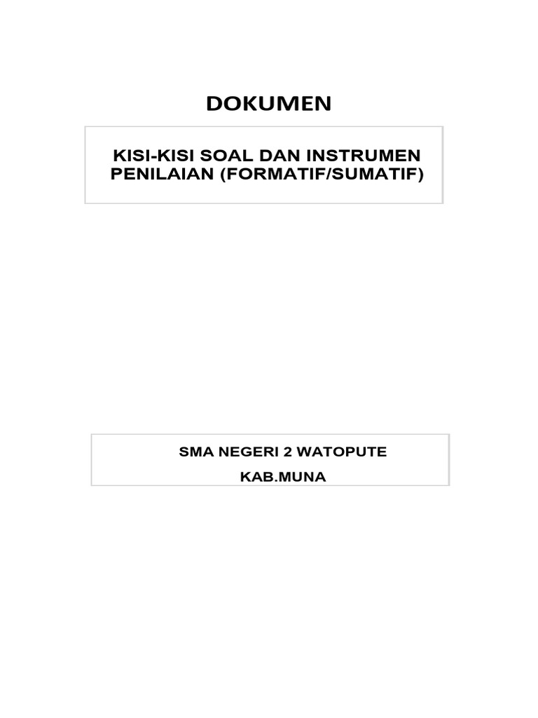 11 Kisi-Kisi Soal Dan Instrumen Penilaian (Formatif Dan Sumatif) | PDF
