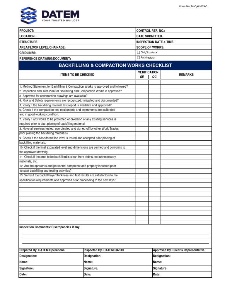 Form No. DI-QAC-005-0 | PDF