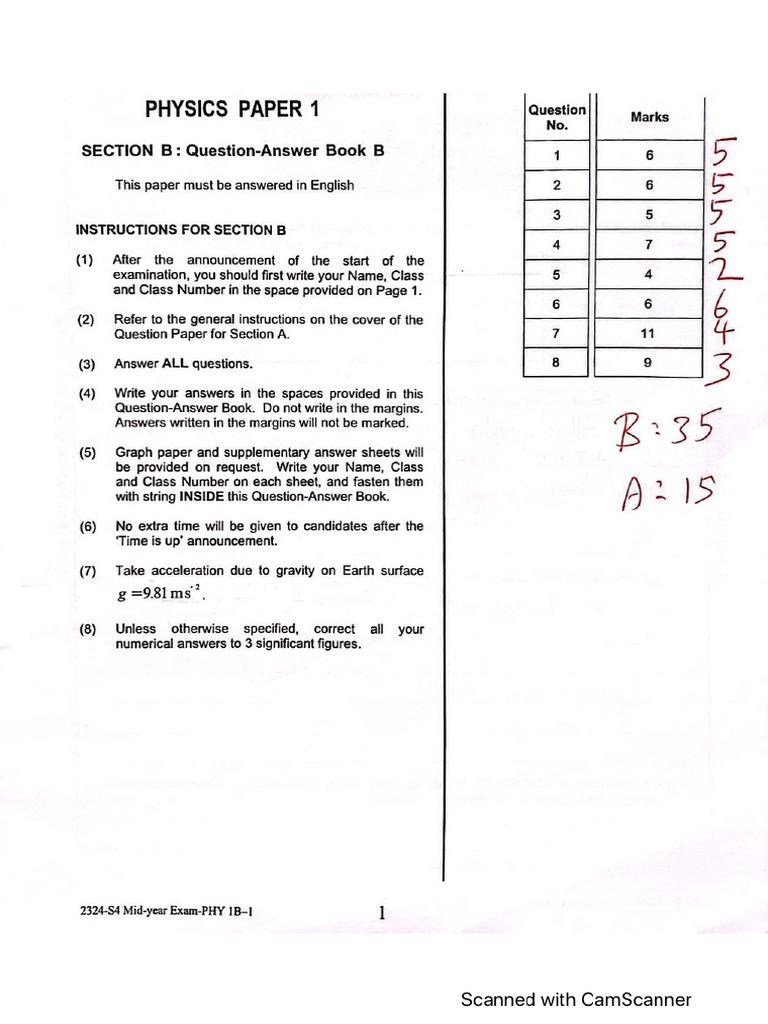 S4 Physic Long Q Mid Term Exam - 202312 | PDF