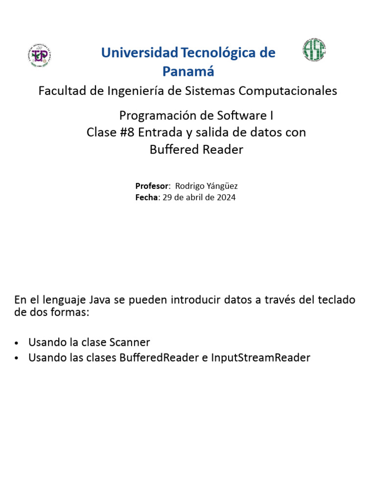 Clase #8 Entrada y Salida de Datos Con Buffered Reader | PDF | Java ...