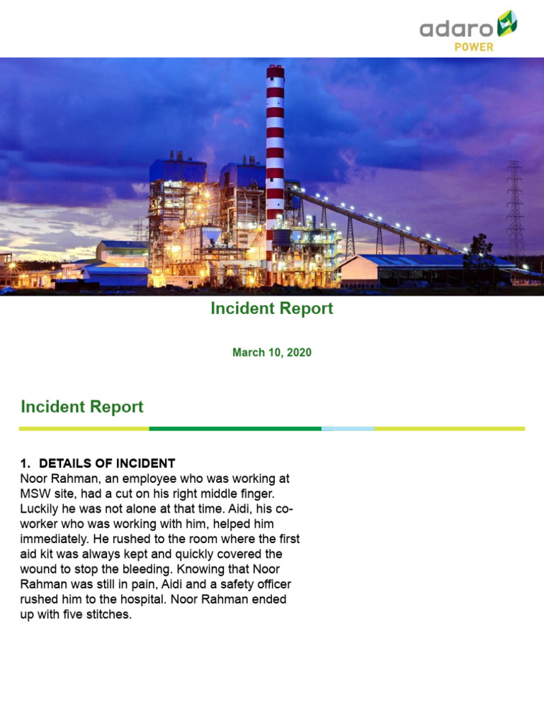 Employee Injury Incident Report | PDF