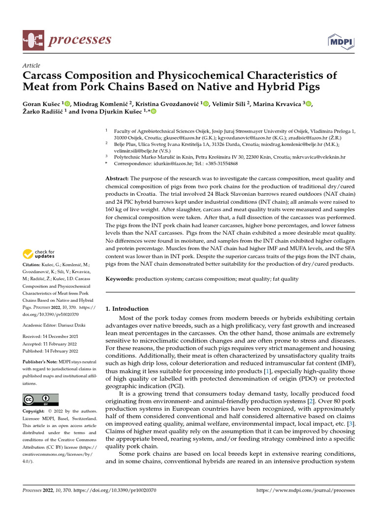 Carcass Composition and Physicochemical Characteri | PDF | Meat | Pig