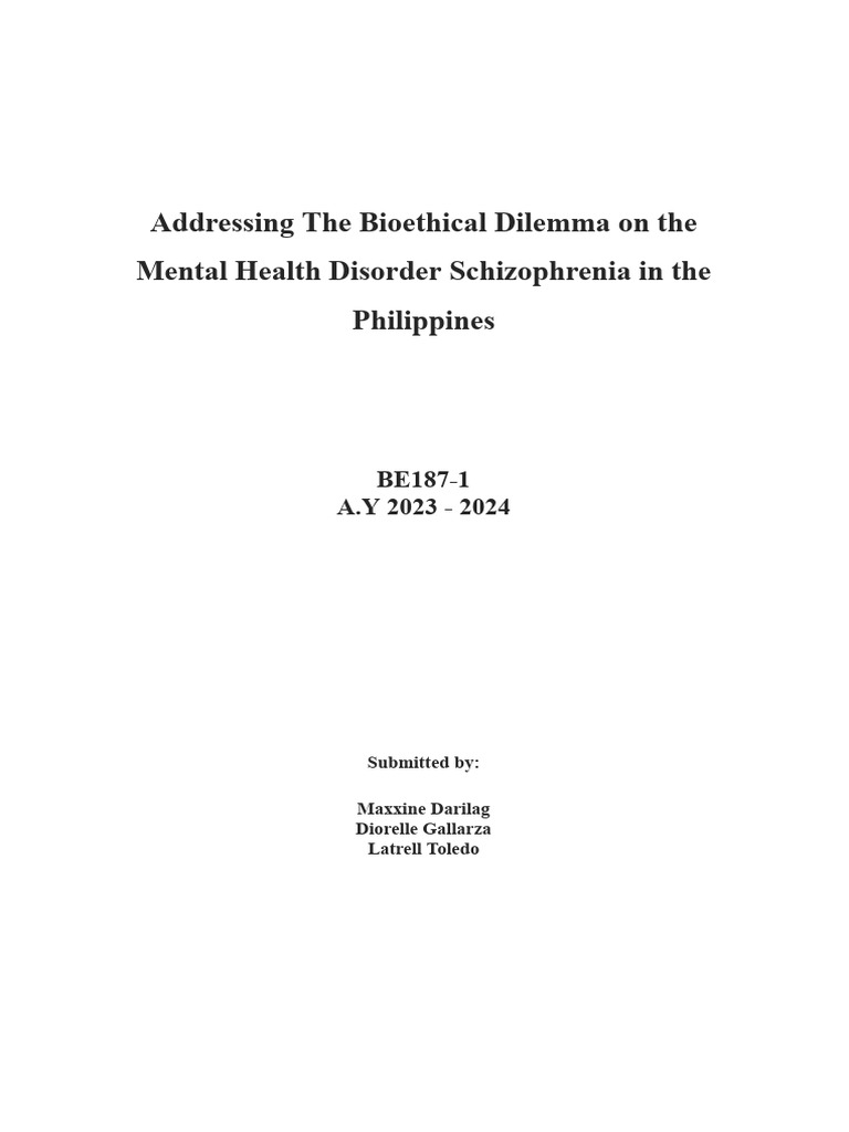 Group 1 - Bioethics Final Project | PDF | Mental Disorder | Mental Health