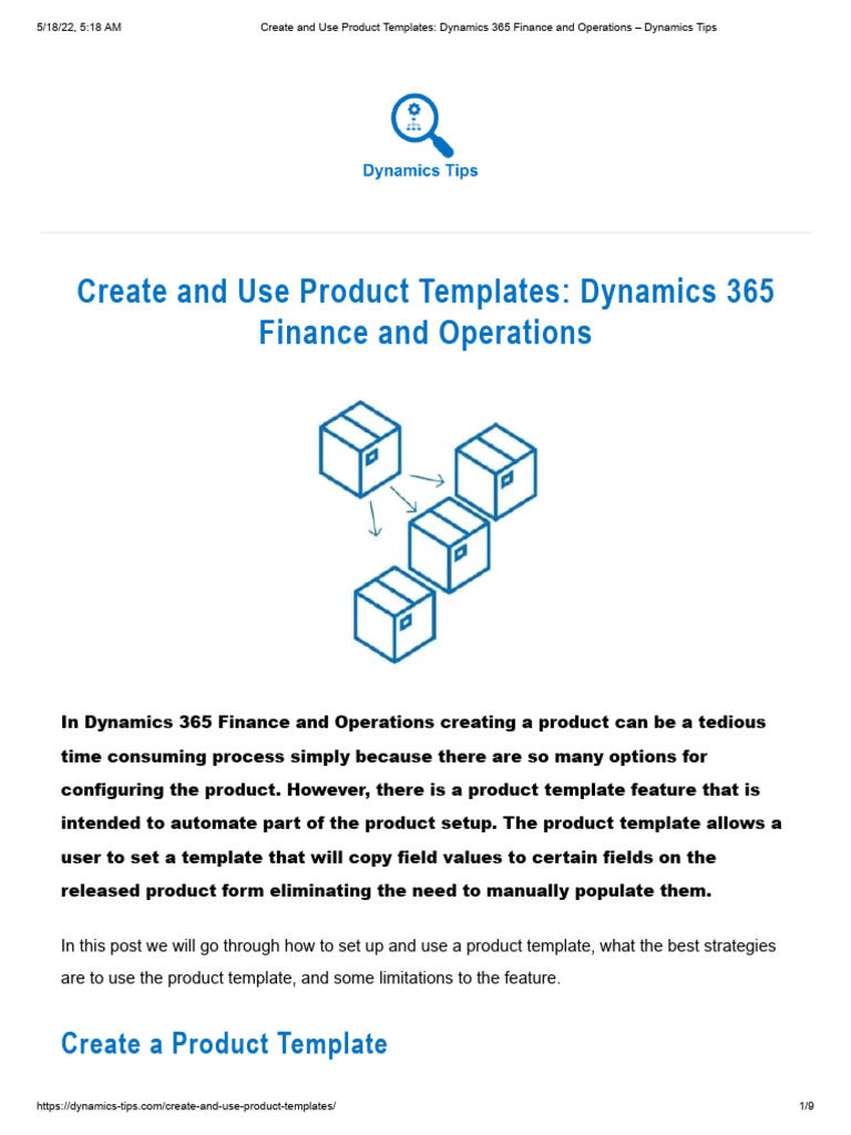 Create and Use Product Templates - Dynamics 365 Finance and Operations ...
