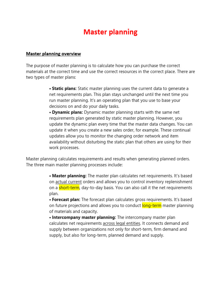 Master Planning | PDF | Business | Finance & Money Management