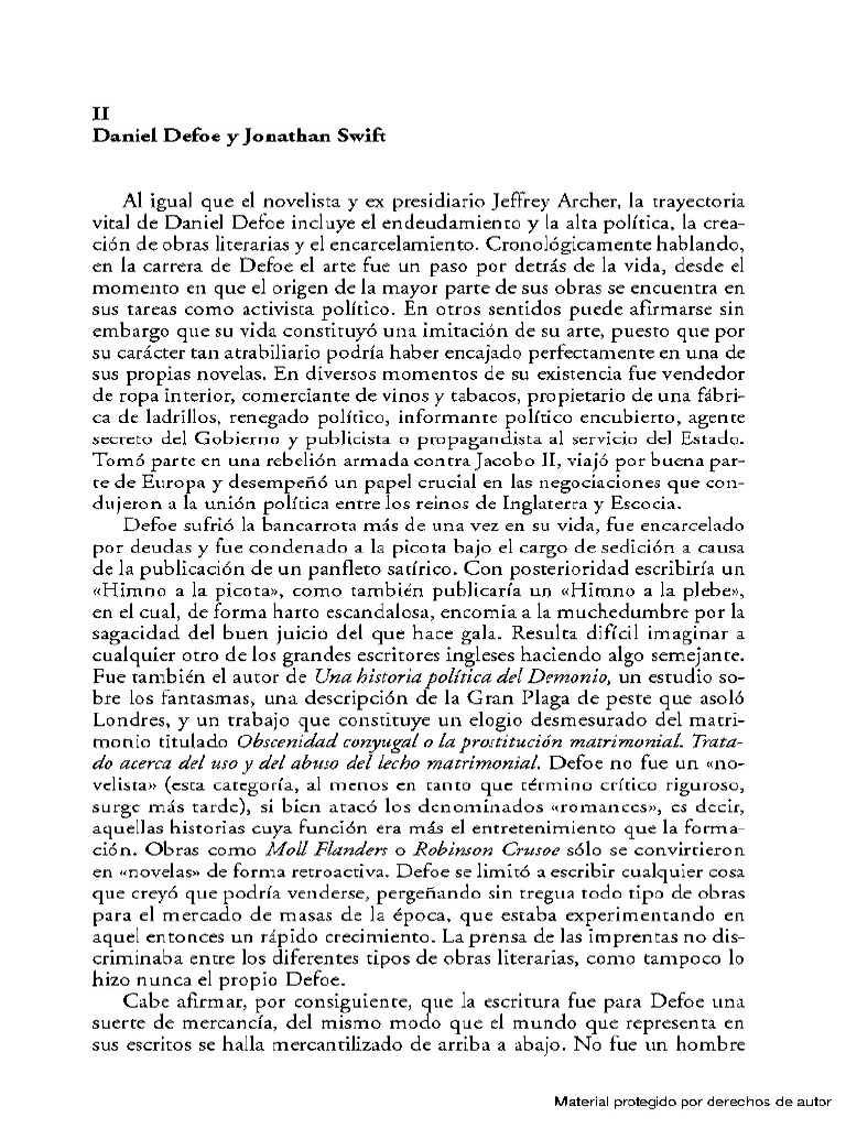 Daniel Defoe y Jonathan Swift - Eagleton - La Novela Inglesa | PDF