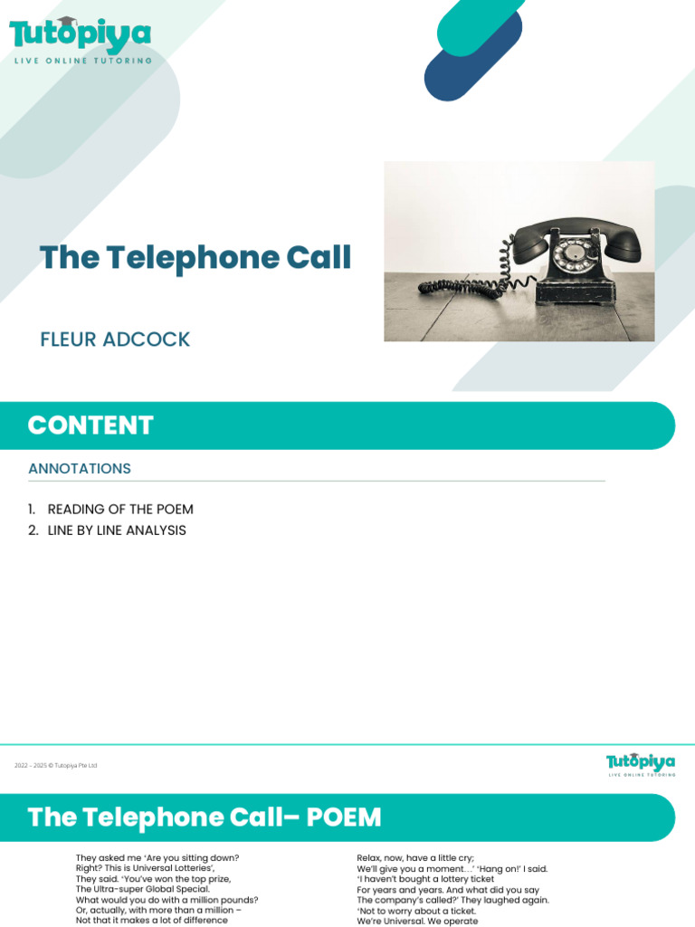 The Telephone Call - Line by Line Analysis | PDF | Lottery | Experience