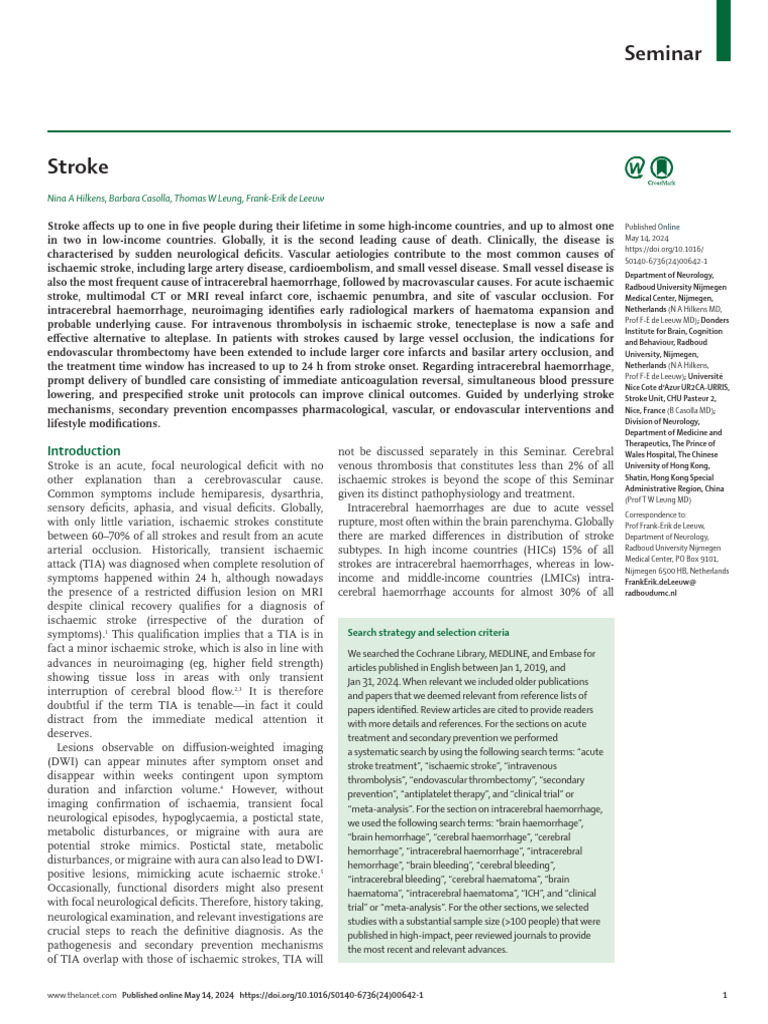 Stroke | PDF | Stroke | Ischemia