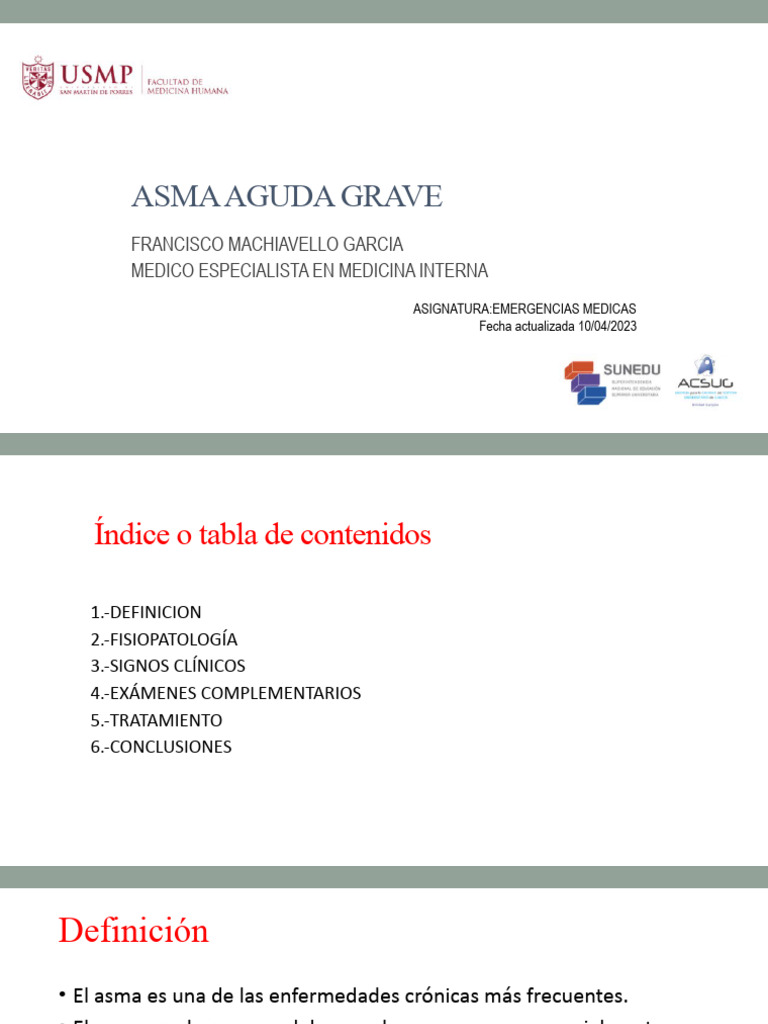 Asma Aguda Grave: Diagnóstico y Tratamiento | PDF | Asma | Neumología