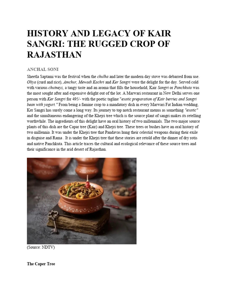 Kair Sangri: Rajasthan's Culinary Heritage | PDF | Cuisine | Foods