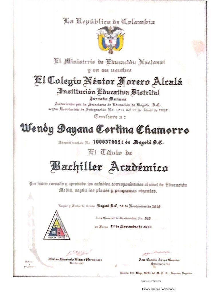 Diploma Bachiller | PDF