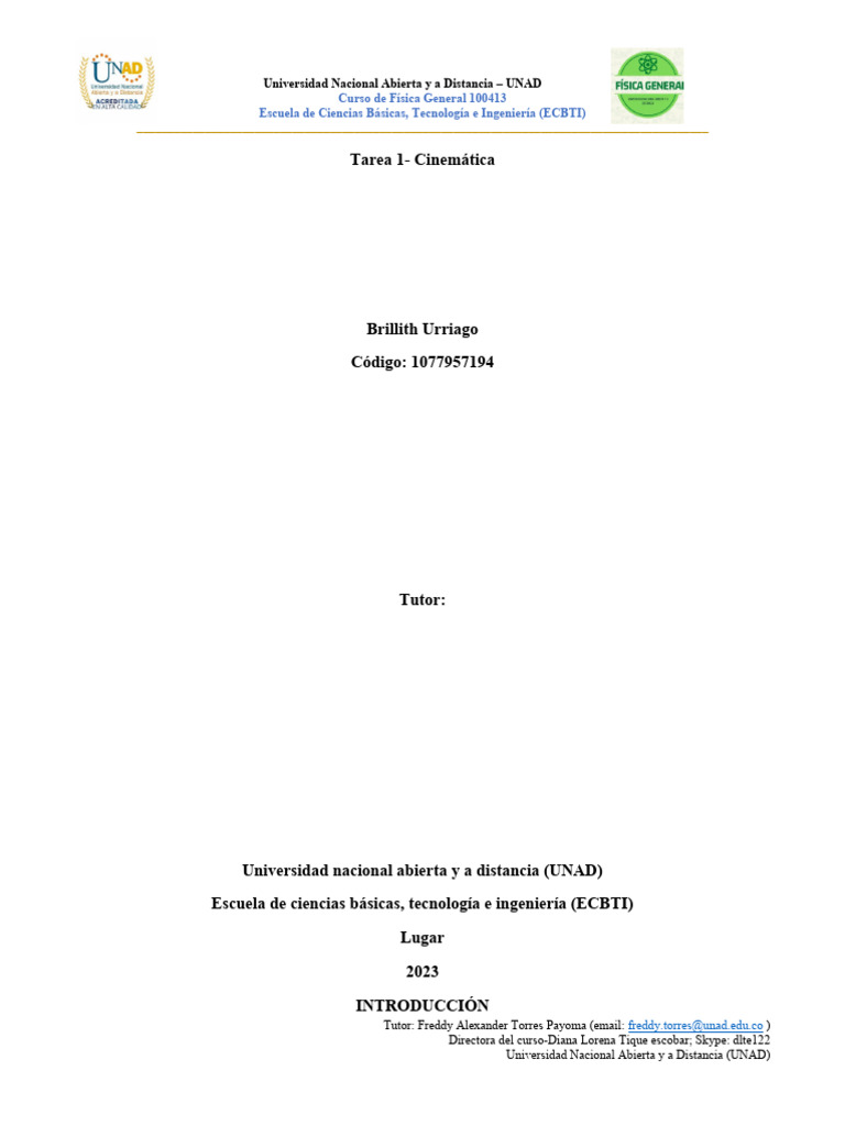 Tarea 1 - Cinematica | PDF | Cinemática | Mecánica