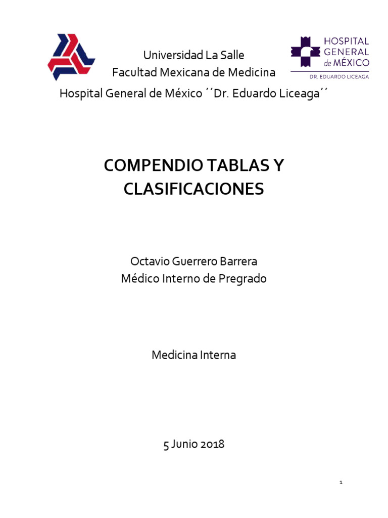 Compendio Tablas y Clasificaciones | PDF | Insuficiencia cardíaca ...