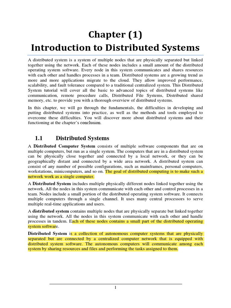 Chapter 1 Introduction To Distributed Systems Download Free Pdf