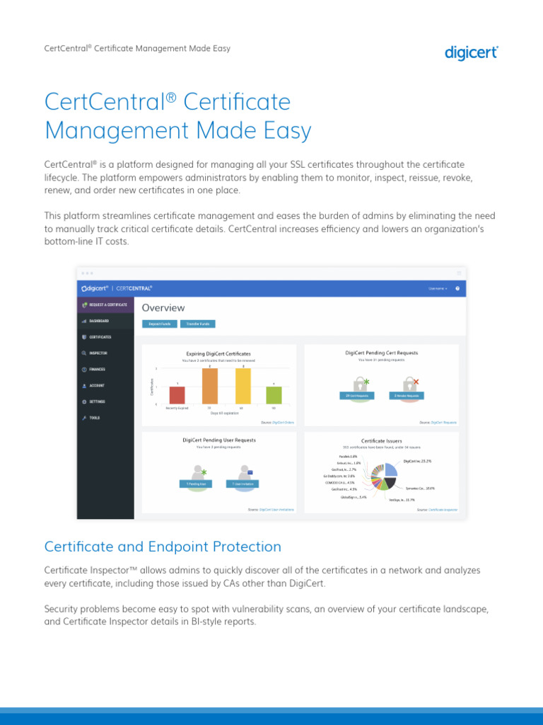 Certcentral Certificate Management Made Easy | PDF | Public Key Certificate | Trademark