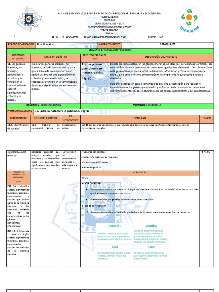 1â° Lenguajes Contenido - Ppa 11 | PDF | Evaluación | Memoria
