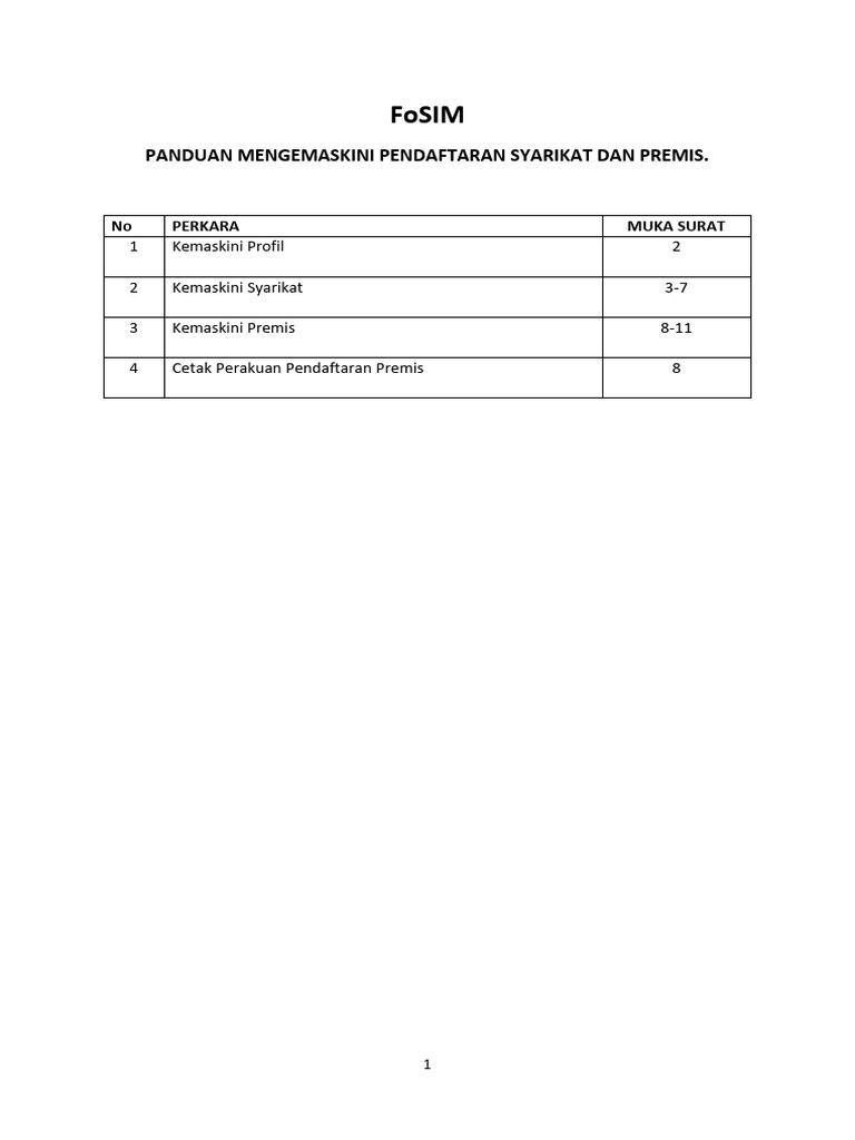 Fosim-Panduan Mengemaskini Pendaftaran Syarikat Dan Premis | PDF