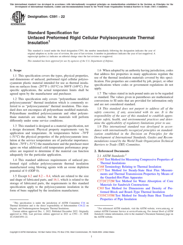 Astm C591 - 22 | PDF | Thermal Insulation | Heat Transfer