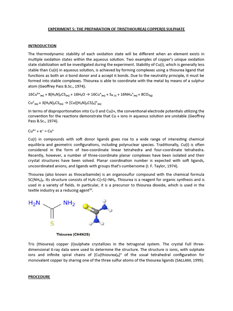 EXPERIMENT 5 | PDF | Coordination Complex | Mole (Unit)