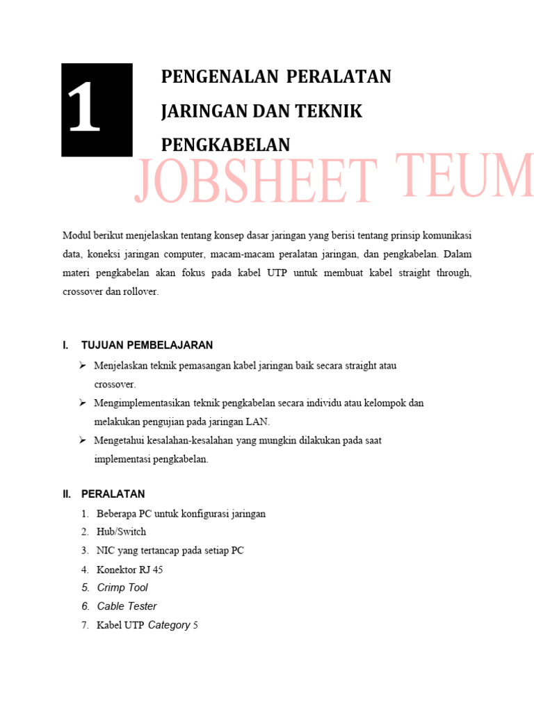 Modul Praktikum 1 Pengenalan Peralatan Dan Pengkabelan | PDF