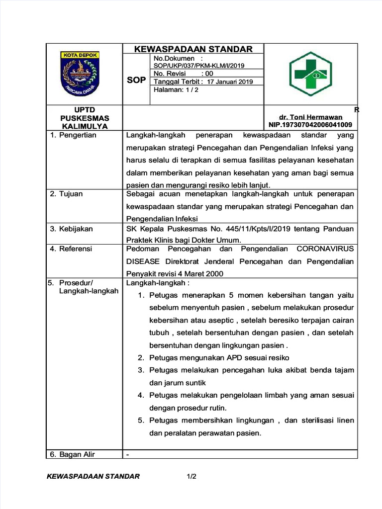 PDF Sop Kewaspadaan Standar - Compress | PDF