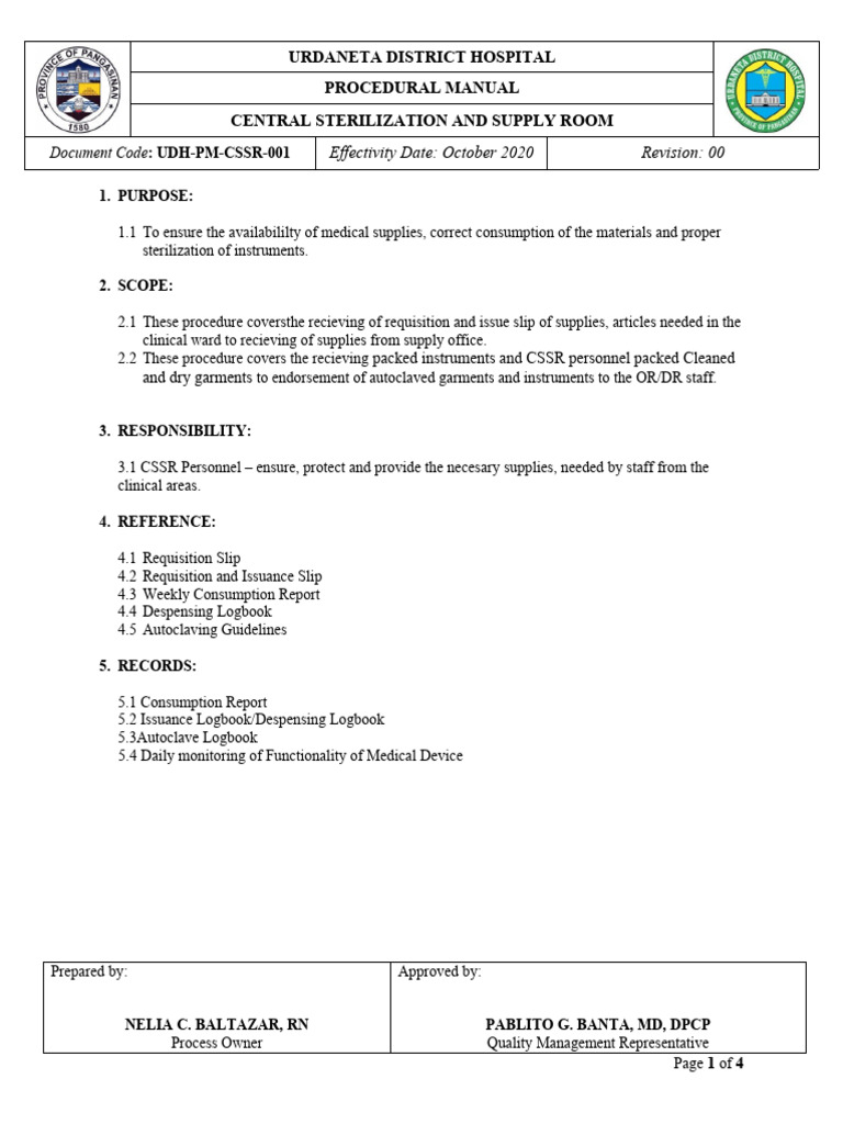 PM CSSR | PDF | Medical Device | Sterilization (Microbiology)