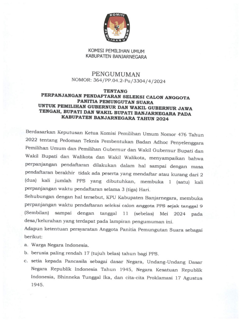 Pengumuman Perpanjangan Pendaftaran PPS | PDF