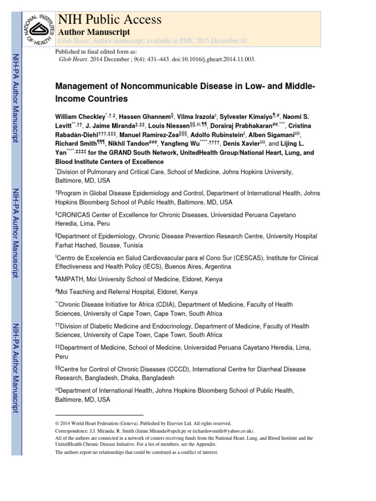 2014 - NCDs Management LMIC | PDF | Non Communicable Disease | Medical ...