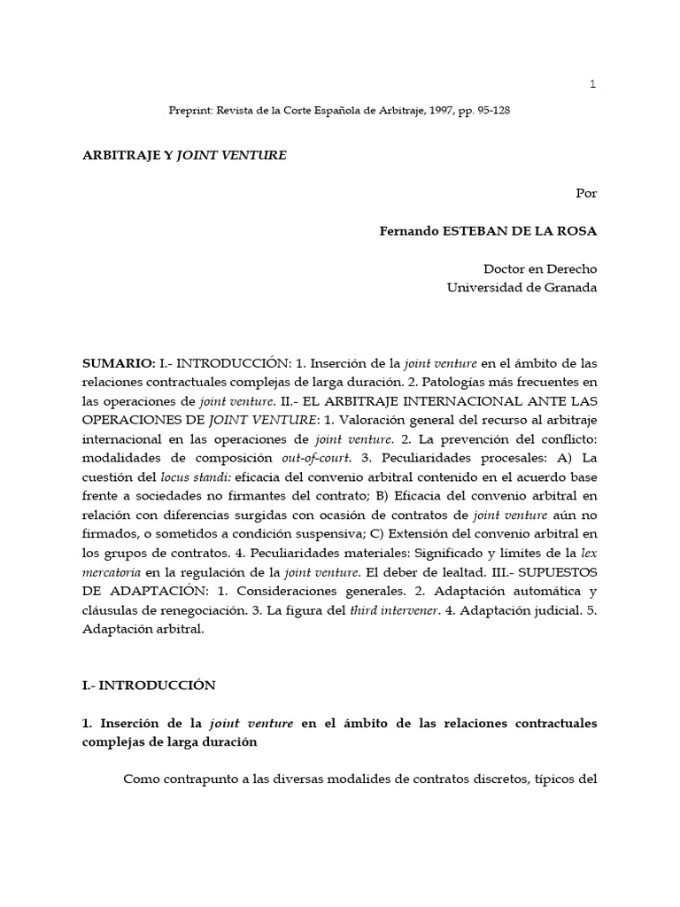 Arbitraje y Joint Venture | PDF | Arbitraje | Caso de ley