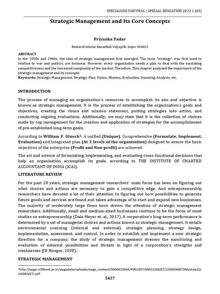 Strategic Management and Its Core Concepts. | PDF | Strategic ...