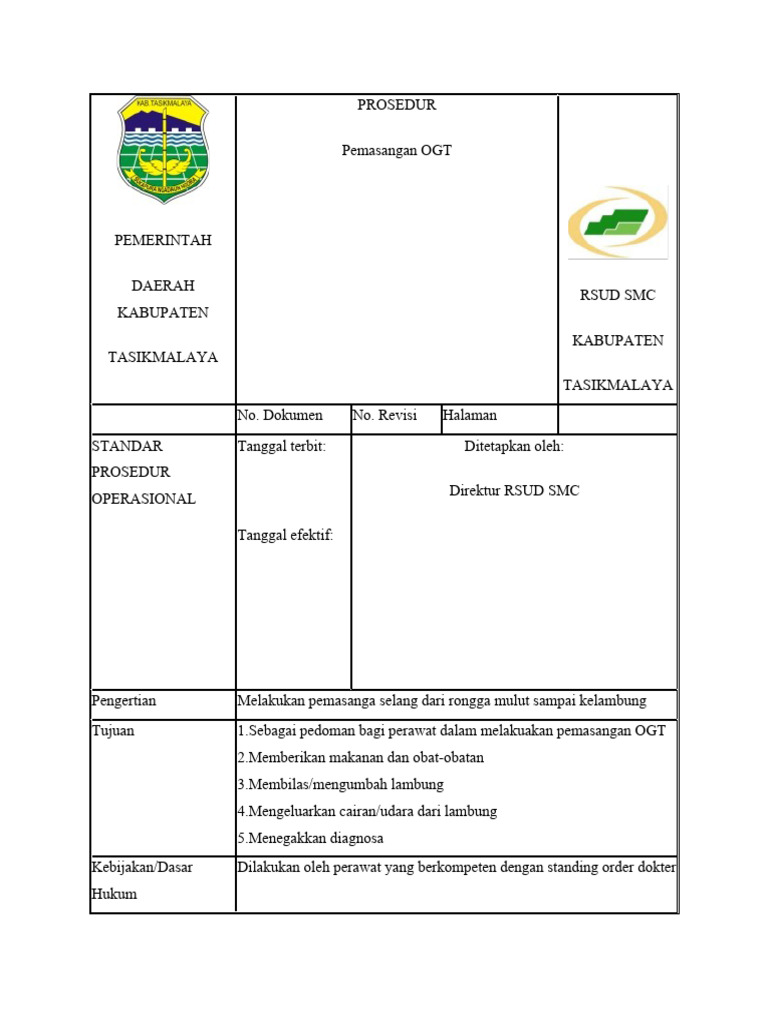 SOP Pemasangan OGT | PDF | Sains & Matematika