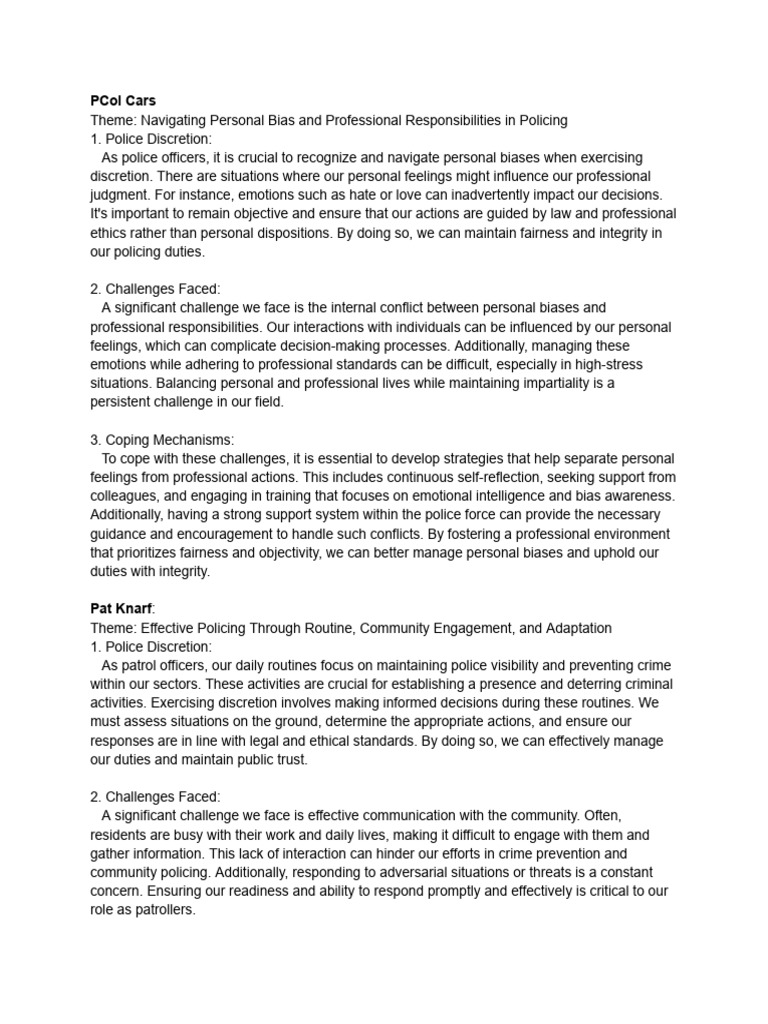 Interview Transcription | PDF | Police | Community