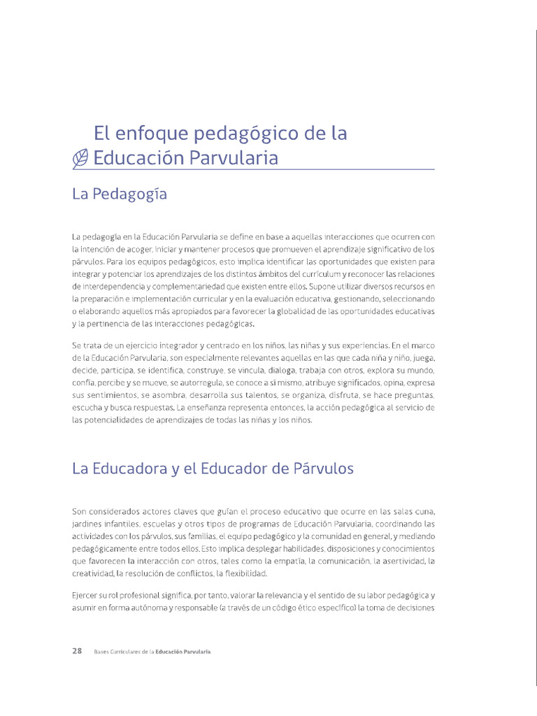 Bcep Enfoque Pedagógico en La Educación Parvularia | PDF