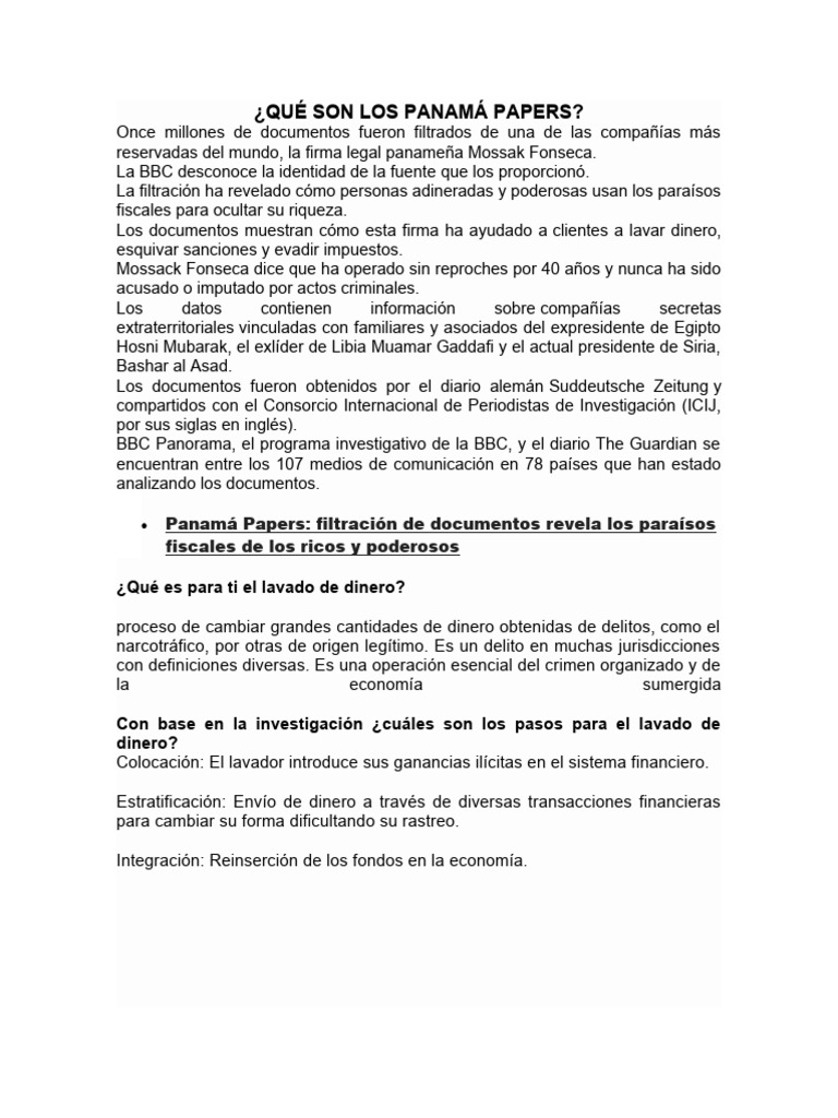 Qué Son Los Panamá Papers | PDF | Lavado de dinero
