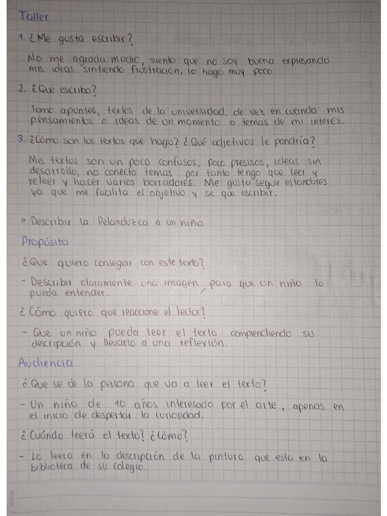 Taller 3 - Planificación de La Escritura | PDF