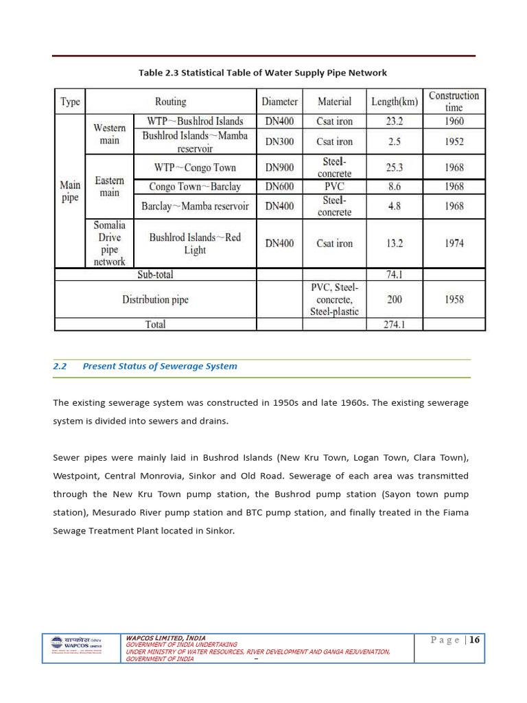 Monrovia Sewer System Description | PDF | Sewage Treatment | Sewerage